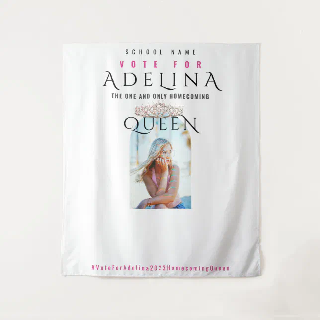 Vote Homecoming Queen Pink HOCO Photo Backdrop | Zazzle