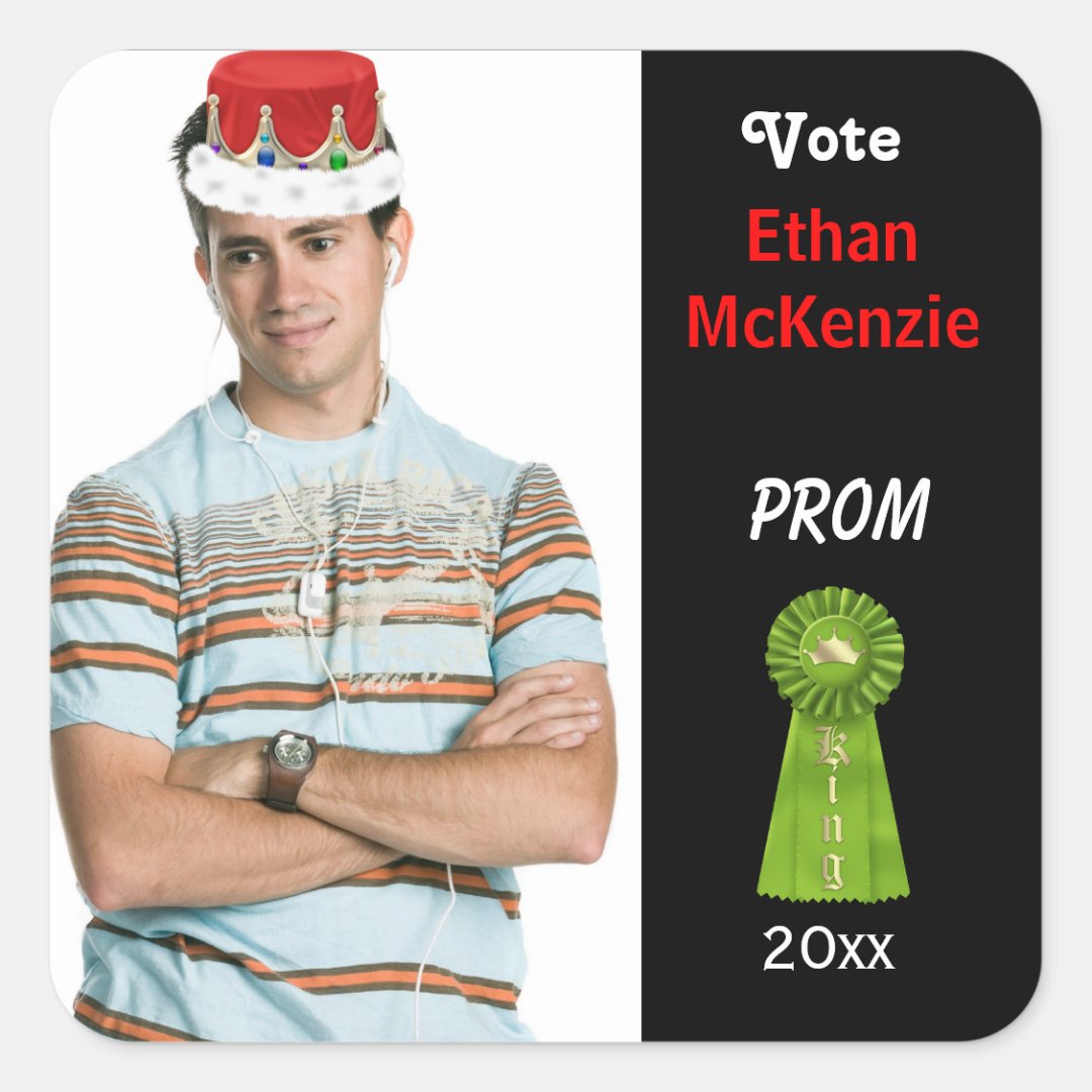 Vote me for Prom King (Green) Square Sticker | Zazzle