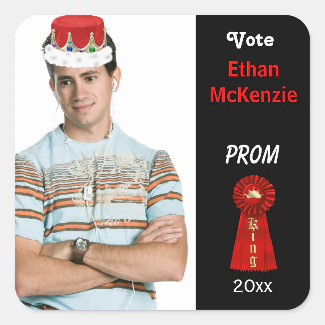 Vote me for Prom King (Red) Square Sticker | Zazzle