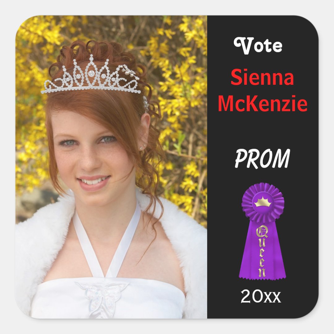 Vote me for Prom Queen (Purple) Square Sticker | Zazzle