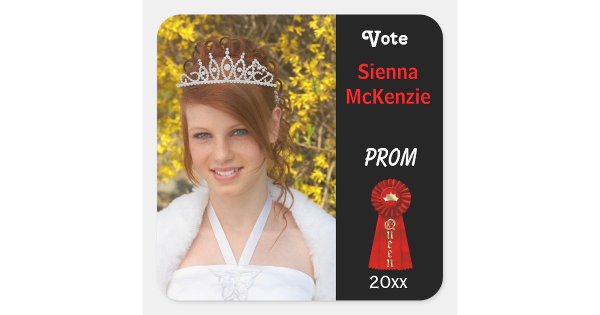 Vote me for Prom Queen (Red) Square Sticker | Zazzle