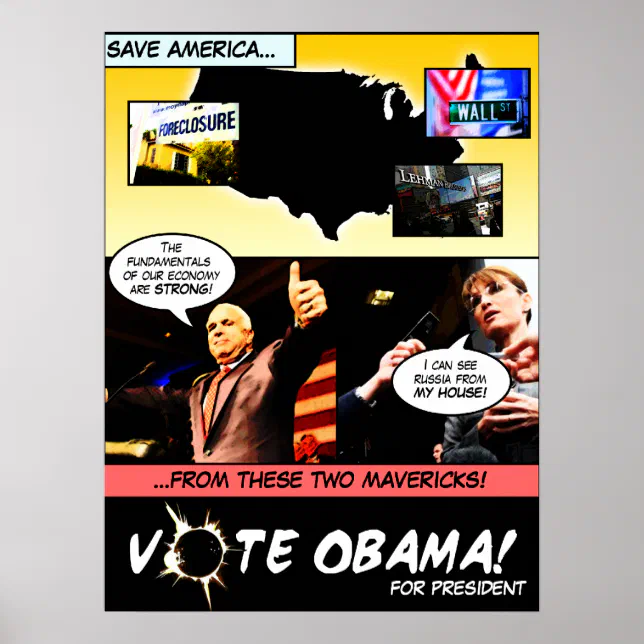 VOTE OBAMA! Election Comic Strip P... - Customized Poster | Zazzle
