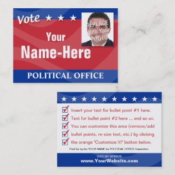 VOTE - Political Campaign Business Card | Zazzle