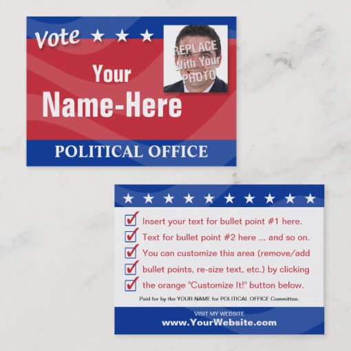 VOTE - Political Campaign Business Card | Zazzle