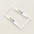 "Vote" pride lgbtq lgbt rainbow colors white License Plate Frame | Zazzle