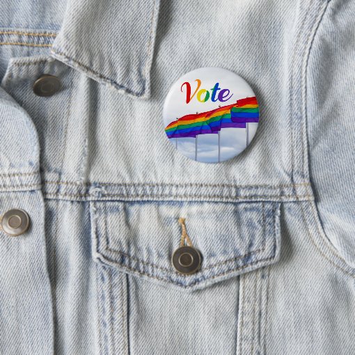 Vote Rainbow Flag Gay Pride LGBTQ Election Button | Zazzle