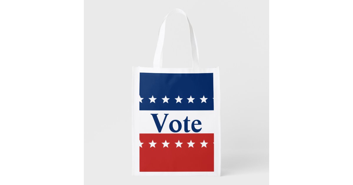 Vote Red White and Blue (Stars) Grocery Bag | Zazzle