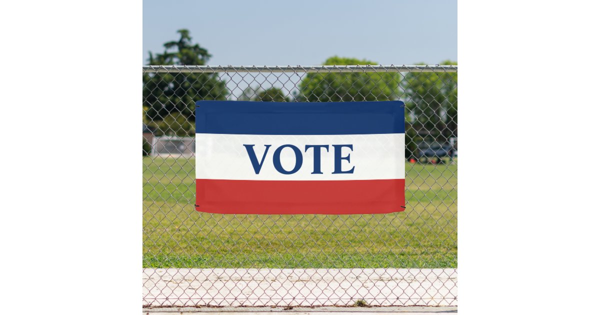 VOTE Red White and Blue Stripes Banner | Zazzle