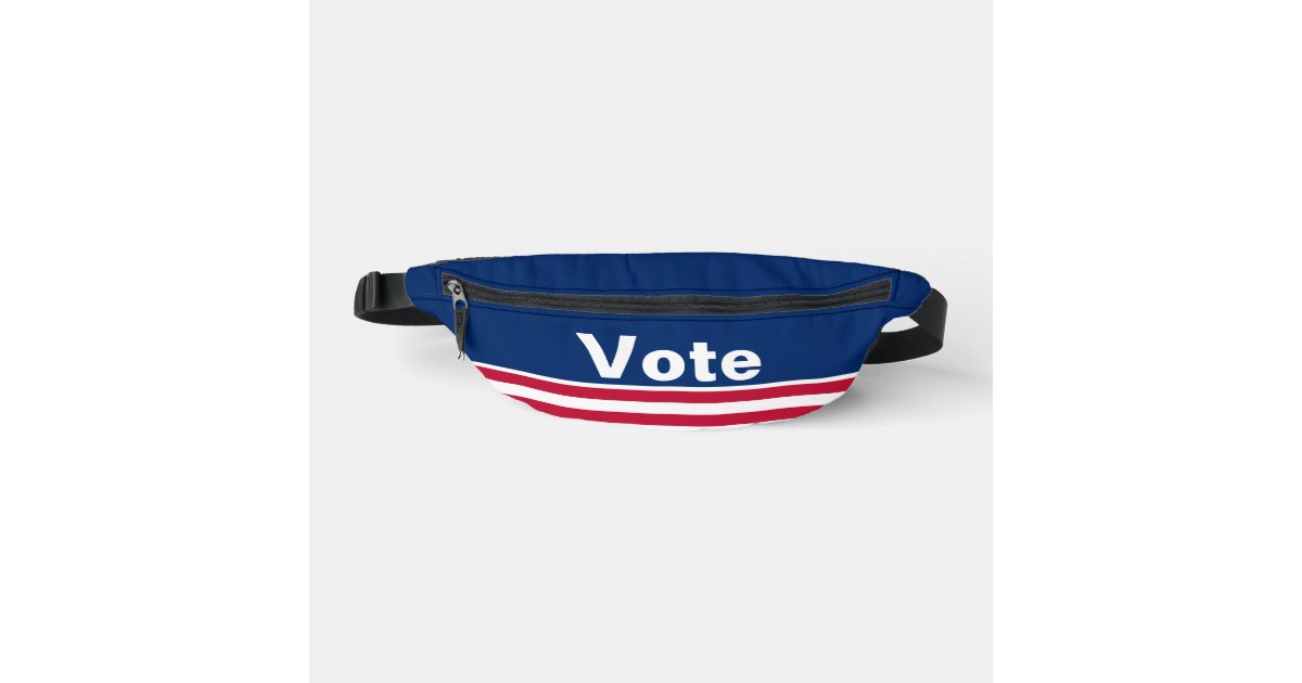 Vote Red White and Blue with Stripes Patriotic Fanny Pack | Zazzle