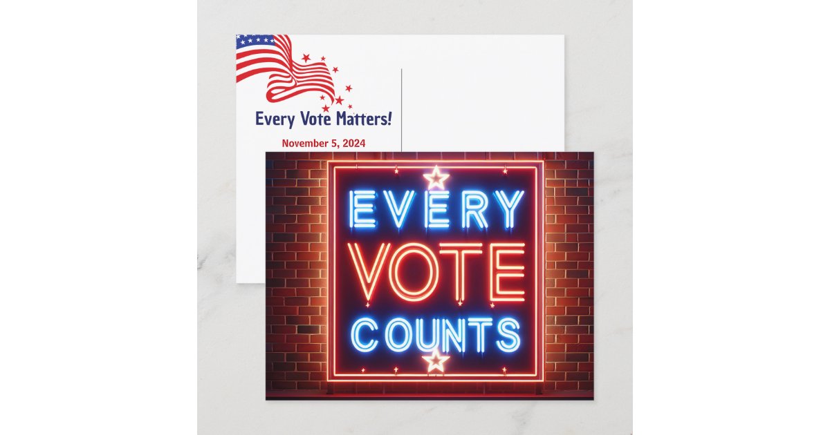 Vote Reminder Neon Sign Postcard | Zazzle