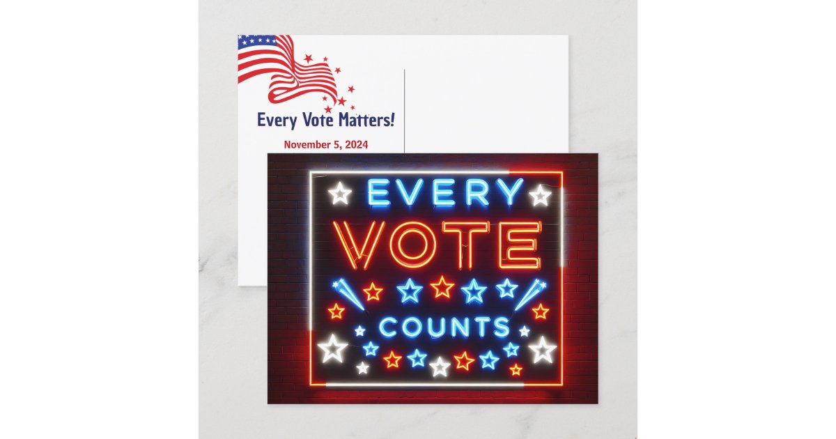 Vote Reminder Neon Sign Postcard | Zazzle