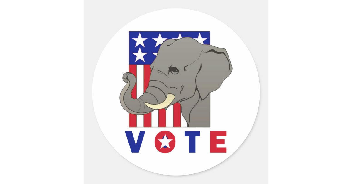 VOTE REPUBLICAN ELEPHANT CLASSIC ROUND STICKER | Zazzle