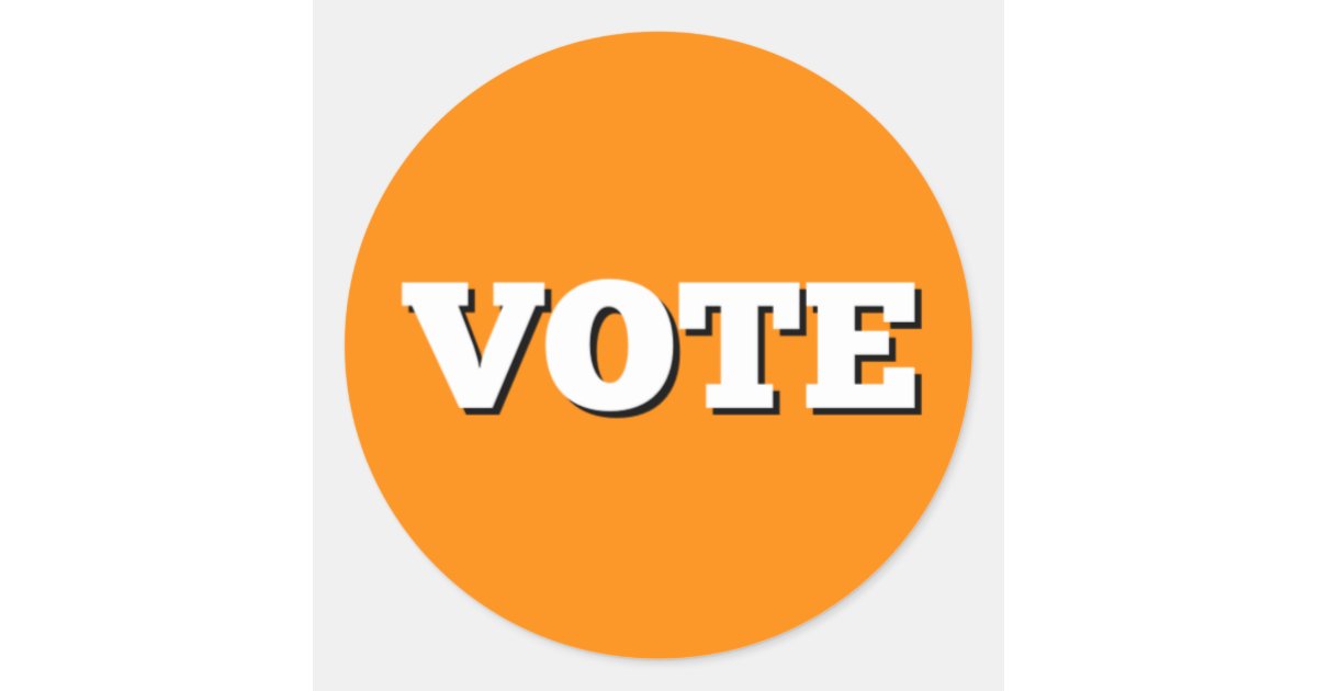 Vote Sticker on Orange Background | Zazzle