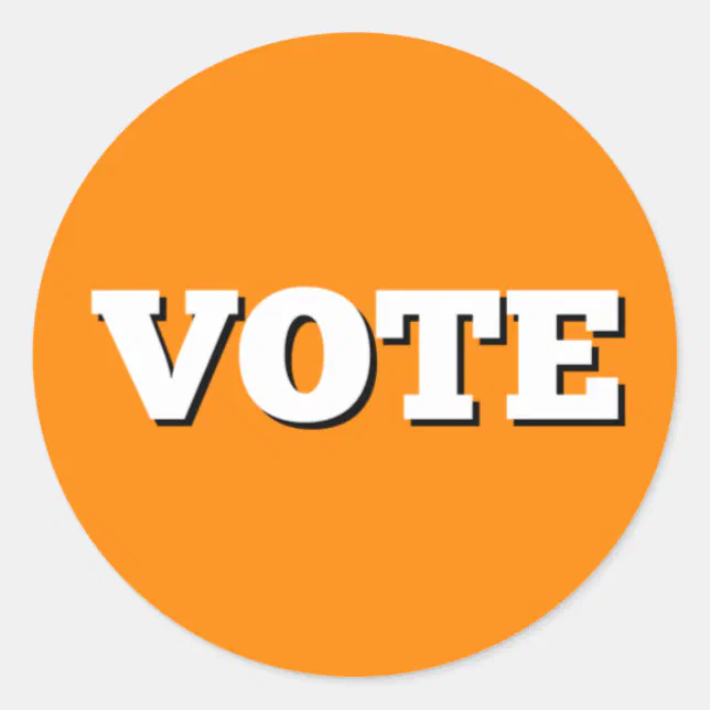 Vote Sticker on Orange Background | Zazzle