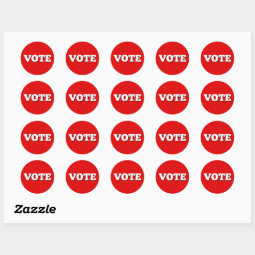 Vote Sticker on Red Background | Zazzle