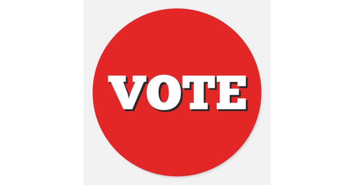 Vote Sticker on Red Background | Zazzle