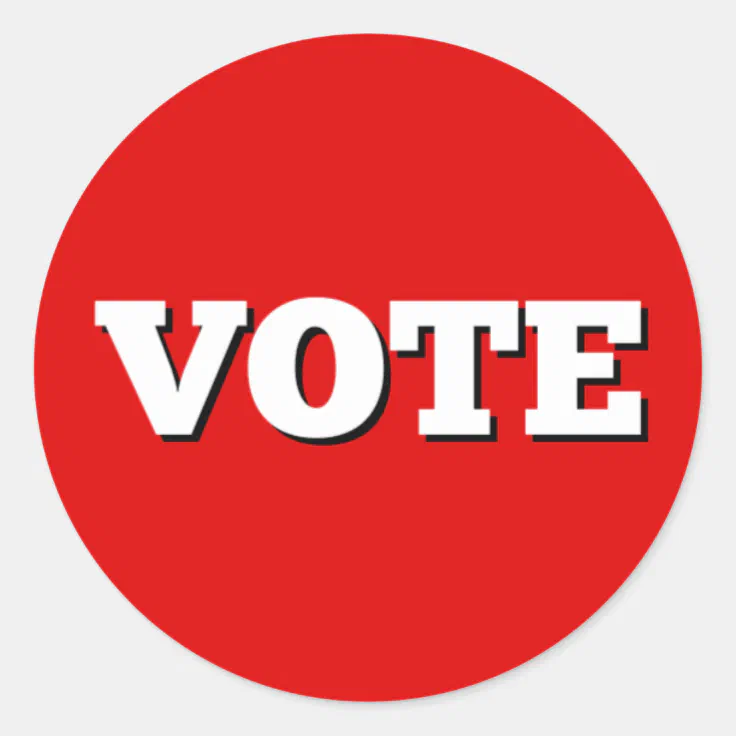 Vote Sticker on Red Background | Zazzle