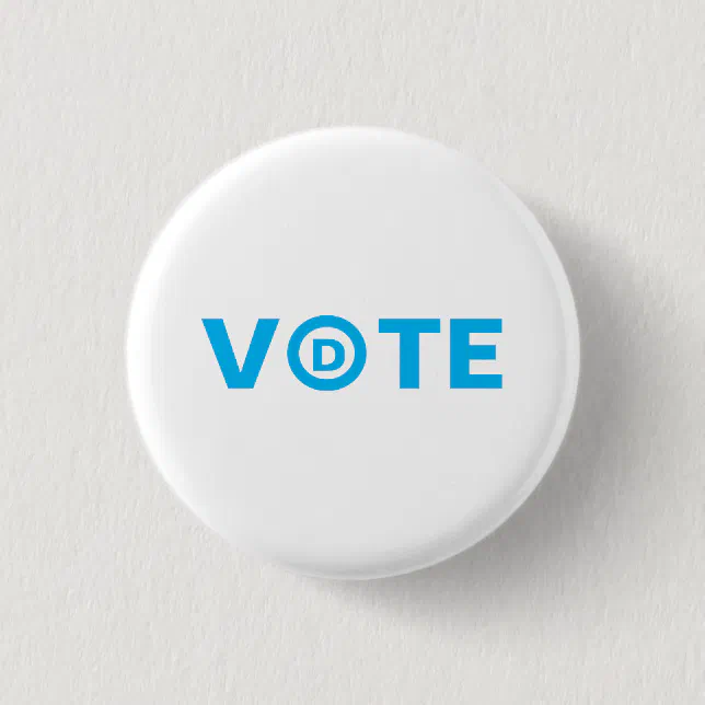Vote with Democratic party logo in turquoise Button | Zazzle
