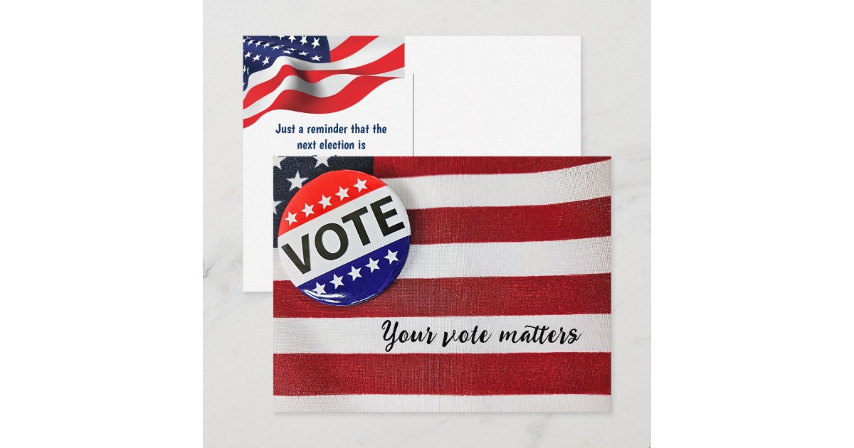 Voting Reminder With American Flag Postcard | Zazzle