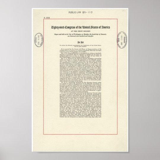 Voting Rights Act of 1965 Poster | Zazzle.com