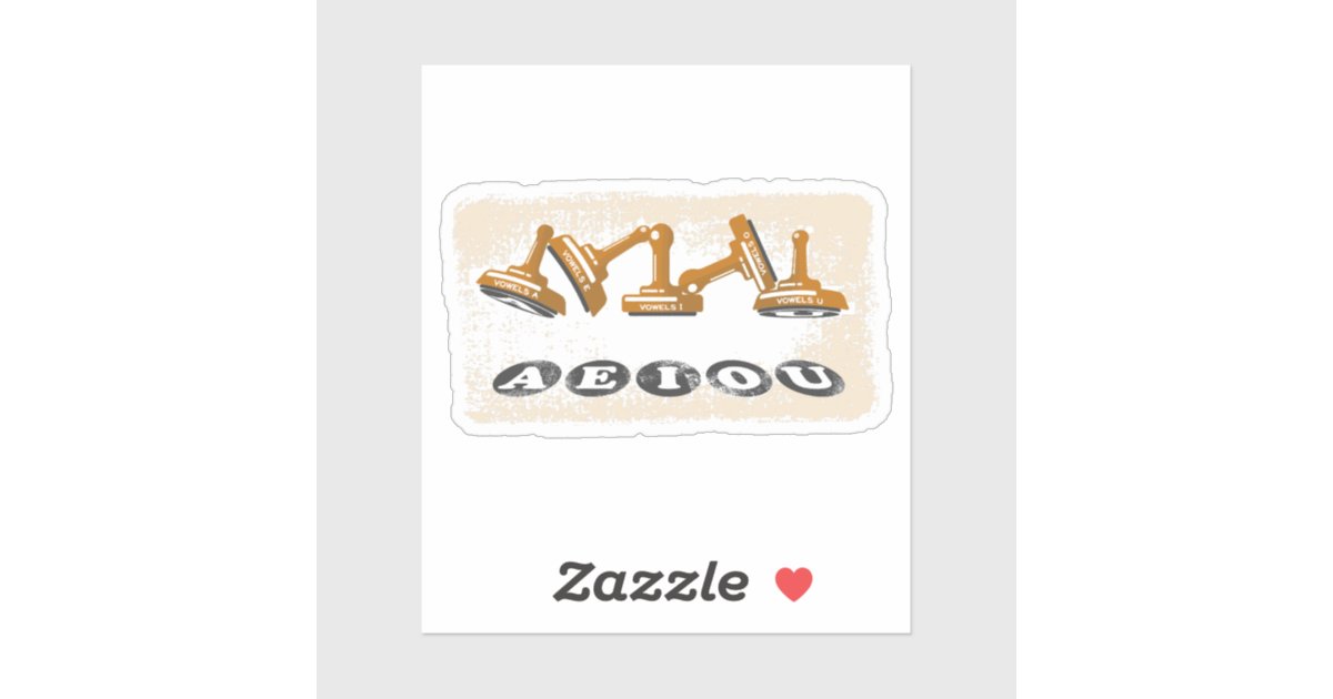 Vowels AEIOU English language Grammar Sticker | Zazzle