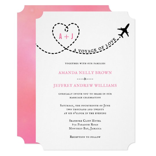 Voyage of Love Airplane Route Destination Wedding Invitation | Zazzle.com