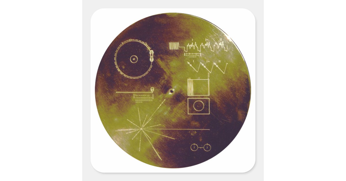 Voyager 1 and 2 Golden Record Sounds of Earth Square Sticker | Zazzle