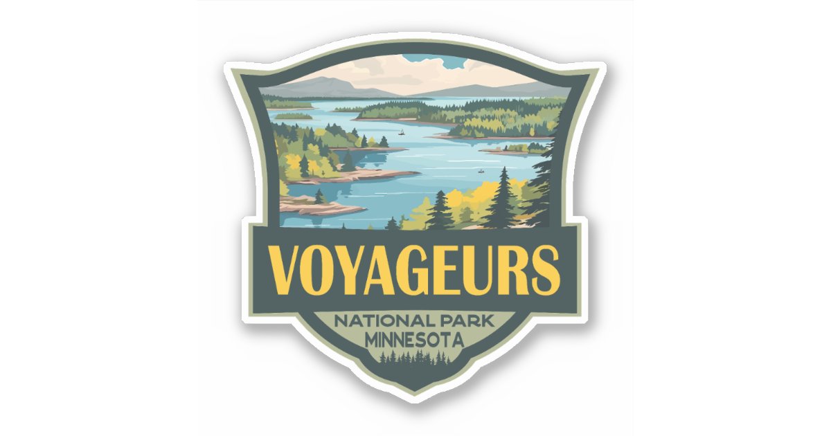 Voyageurs National Park Illustration Retro Badge Sticker | Zazzle