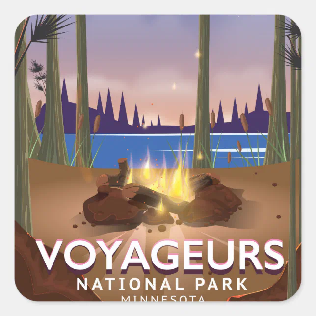 Voyageurs National Park Minnesota travel poster Square Sticker | Zazzle