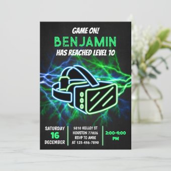 VR Birthday Invitation Template, Virtual Reality | Zazzle