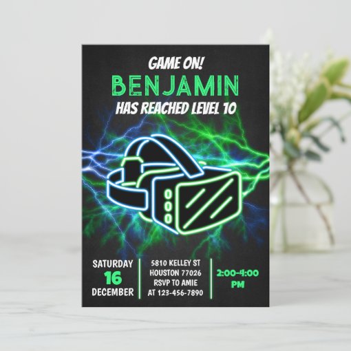 VR Birthday Invitation Template, Virtual Reality | Zazzle