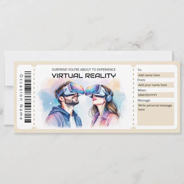 VR Experience Ticket Gift Certificate Invitation | Zazzle