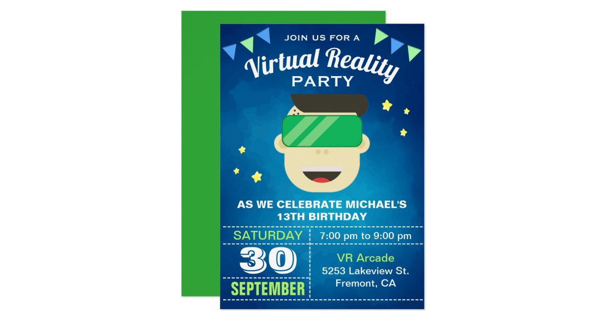 VR Game Virtual Reality Birthday Party Invitation | Zazzle.com