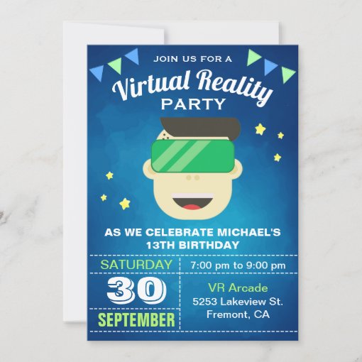 VR Game Virtual Reality Birthday Party Invitation | Zazzle