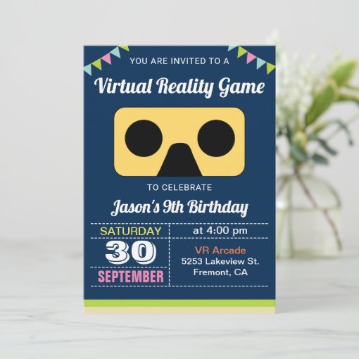 VR Virtual Reality Kids Birthday Party Invitation | Zazzle