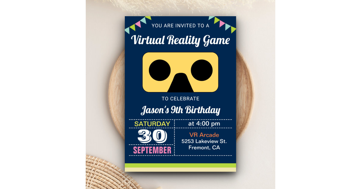 VR Virtual Reality Kids Birthday Party Invitation | Zazzle