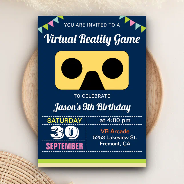 VR Virtual Reality Kids Birthday Party Invitation | Zazzle