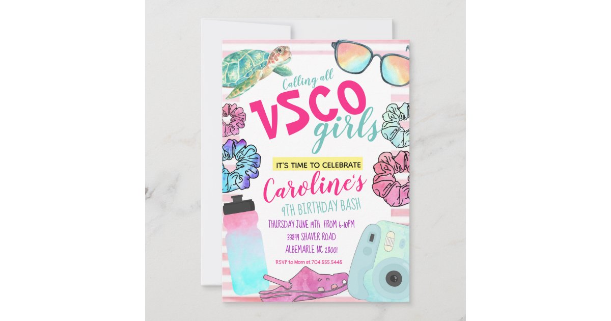 VSCO Birthday invitation, VSCO girl birthday invit Invitation | Zazzle