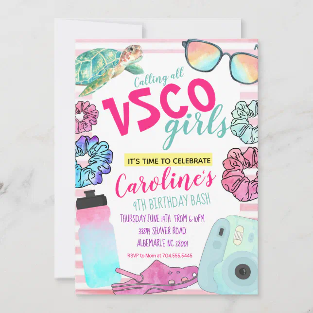 VSCO Birthday invitation, VSCO girl birthday invit Invitation | Zazzle