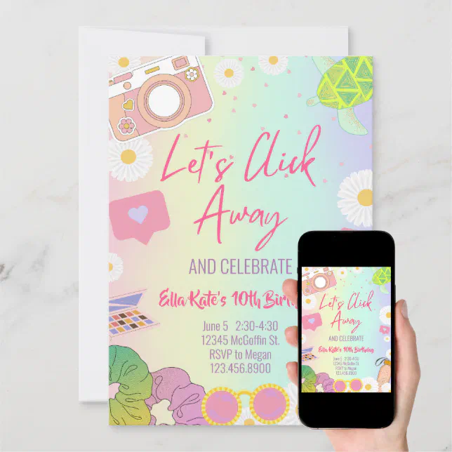 VSCO Girl Pastel Tie Dye Tween Teen Girl Party Invitation | Zazzle