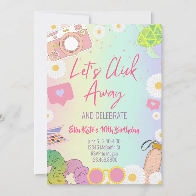 VSCO Girl Pastel Tie Dye Tween Teen Girl Party Invitation | Zazzle