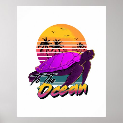 Vsco Girl Sea Turtle vaoirwave aesthetics Poster | Zazzle