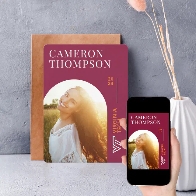 VT Virginia Tech Graduate | Photo Arch Invitation | Zazzle