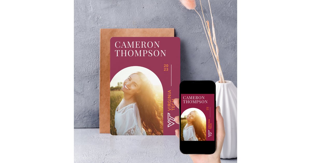 VT Virginia Tech Graduate | Photo Arch Invitation | Zazzle