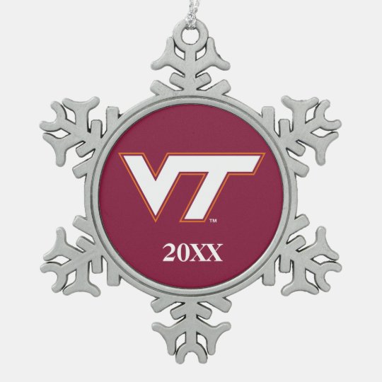VT Virginia Tech Snowflake Pewter Christmas Ornament | Zazzle.com
