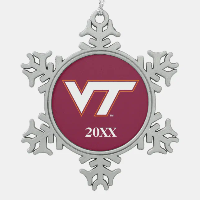 VT Virginia Tech Snowflake Pewter Christmas Ornament | Zazzle