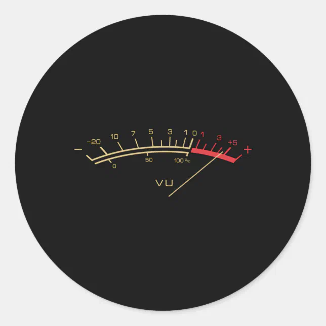 Vu Meter Hi-Fi Stereo Music Classic Round Sticker | Zazzle
