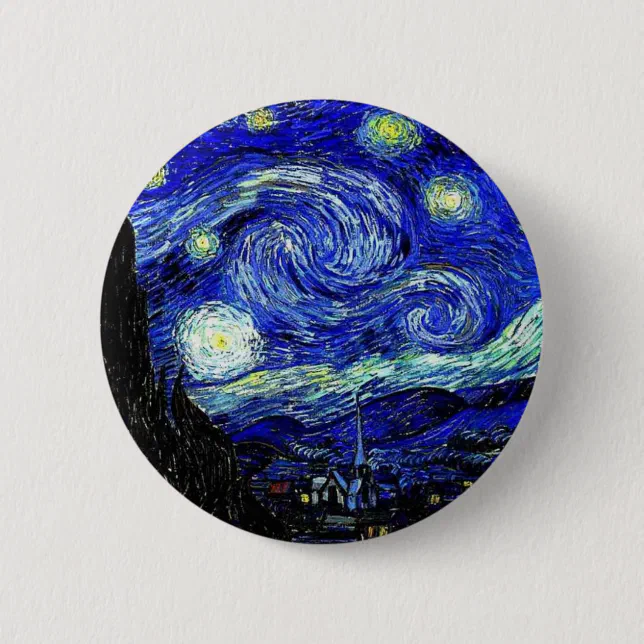 vVan Gogh Starry Night Fine Art Pinback Button | Zazzle
