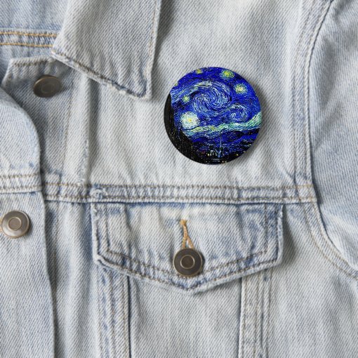 vVan Gogh Starry Night Fine Art Pinback Button | Zazzle