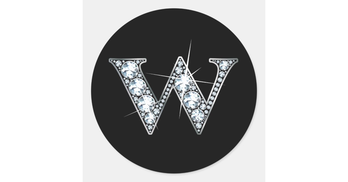 "W" Diamond Bling Sticker | Zazzle